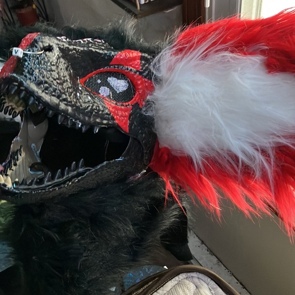 Other | Used Red And Black Dino Mask Fursuit Head Matching Paws And Tail Also On Page | Poshmark